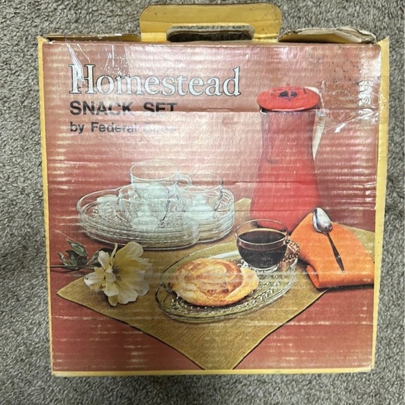 American Vintage | Dining | Vtg Homestead Snack Set By Federal Glass ...